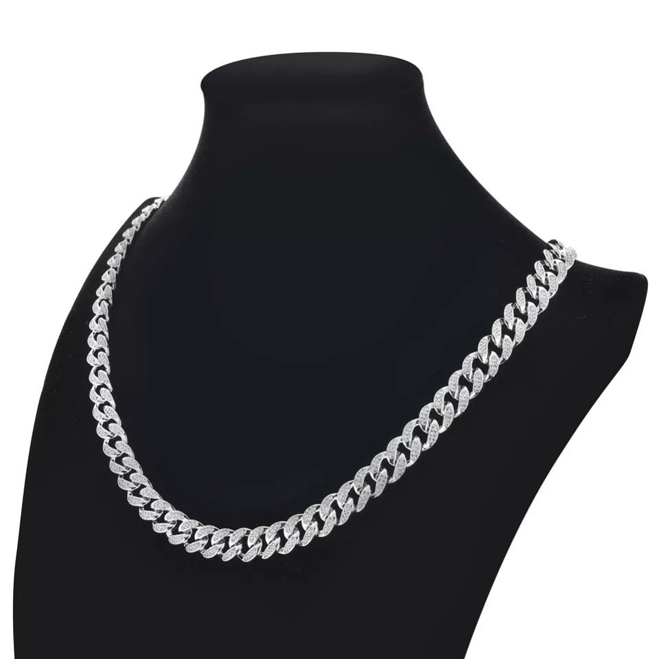 15mm Cuban Link Chain for Men Rhinestone Women Unisex Jewelry - Etsy