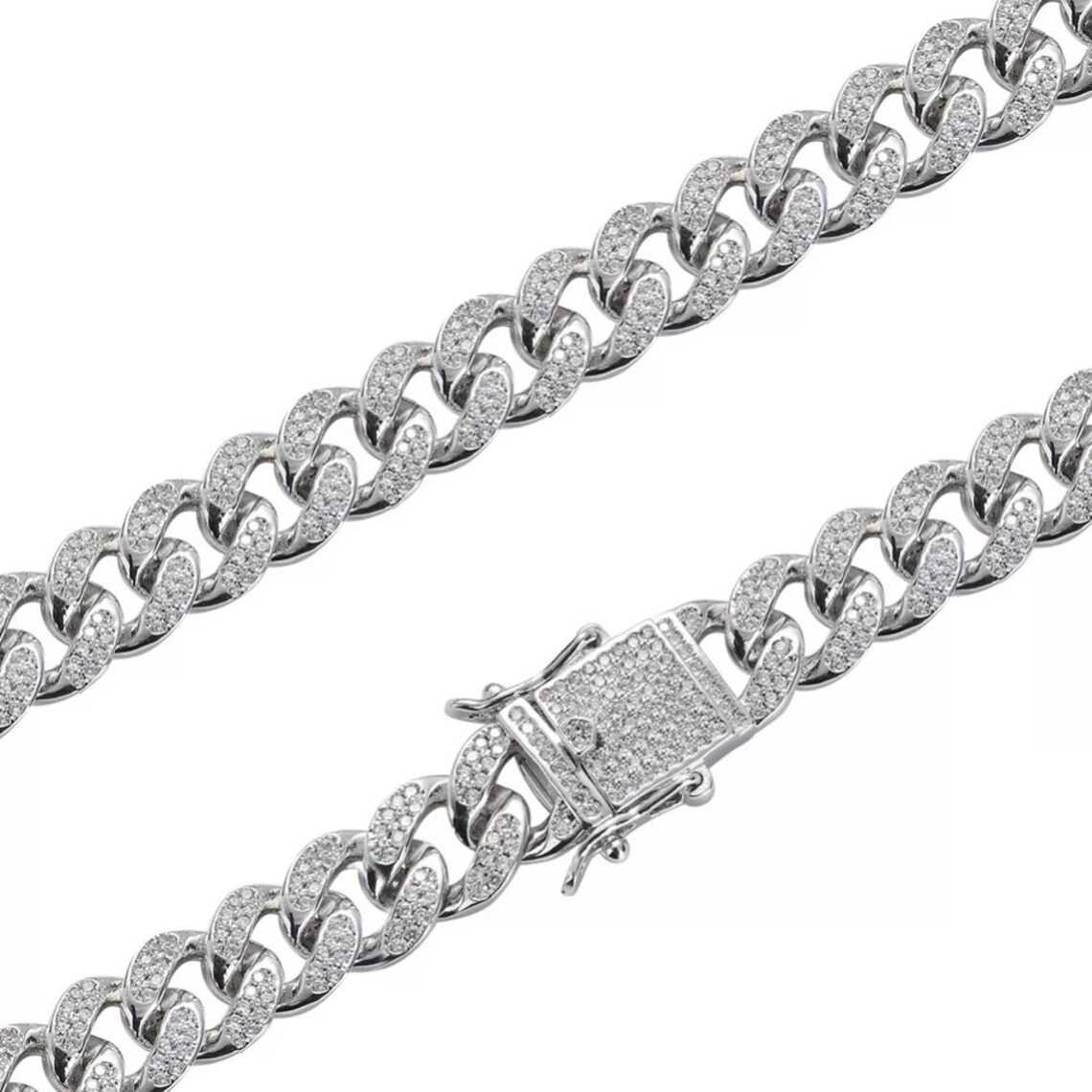 15mm Cuban Link Chain for Men Rhinestone Women Unisex Jewelry - Etsy