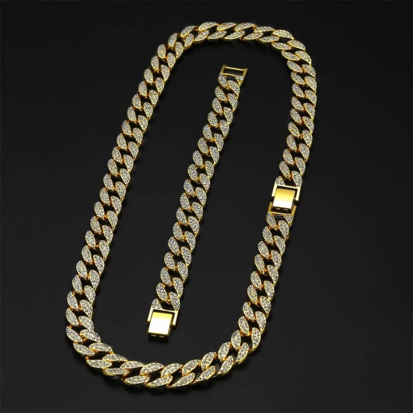 15mm Cuban Link Chain for Men Rhinestone Women Unisex Jewelry - Etsy