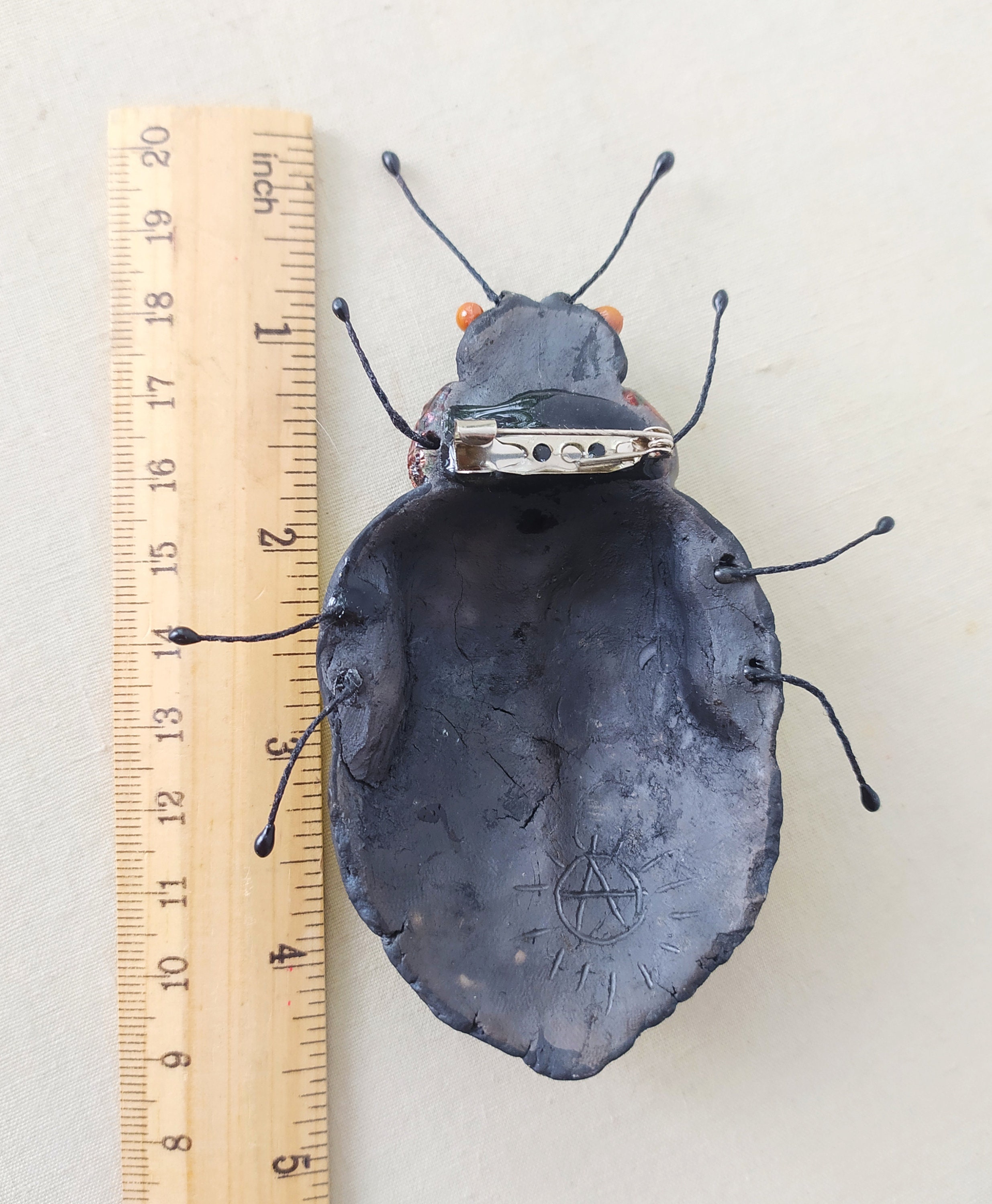 Ceramic beetle framed. Large ceramic beetle brooch. Beetle | Etsy