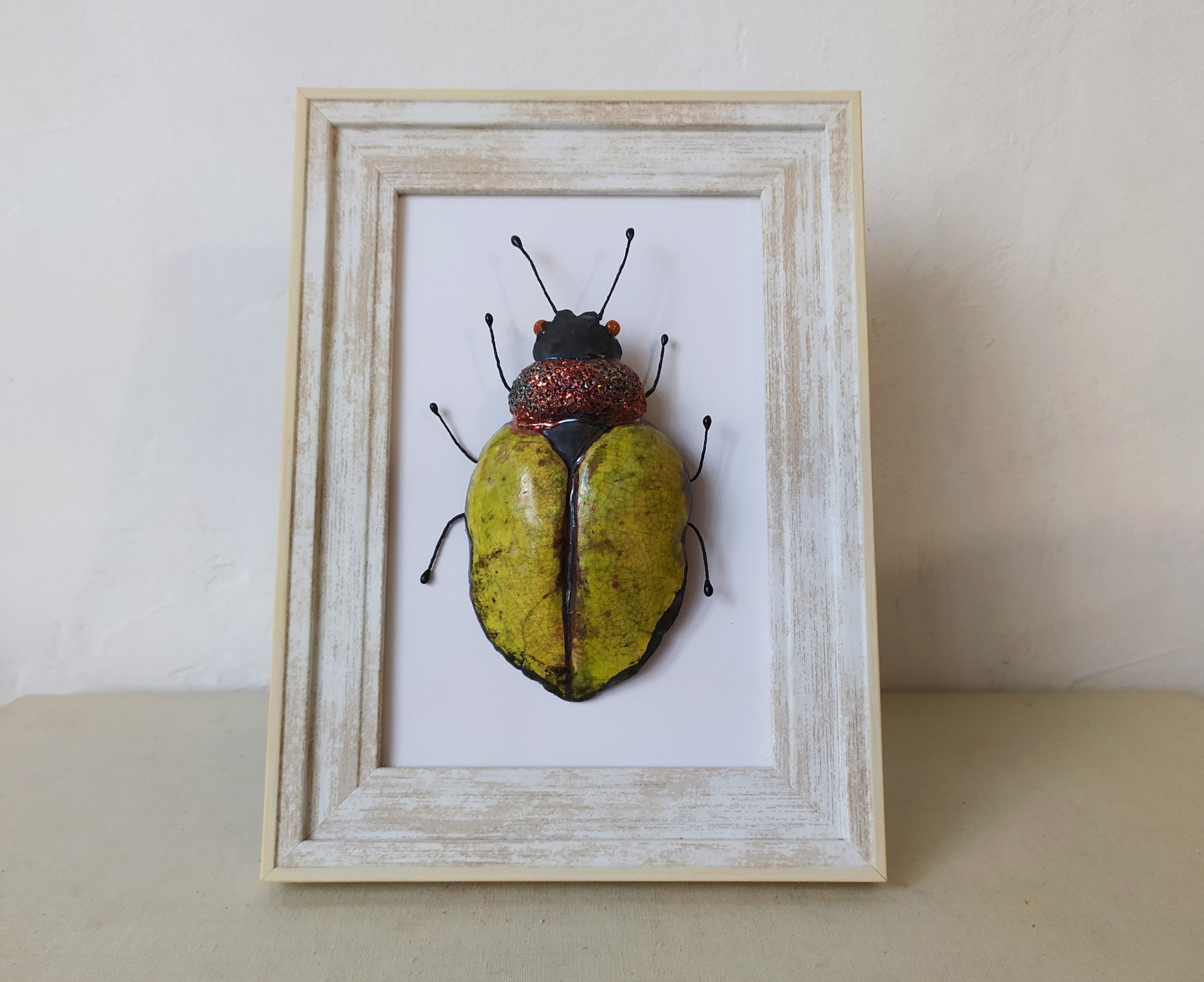 Ceramic beetle framed. Large ceramic beetle brooch. Beetle | Etsy