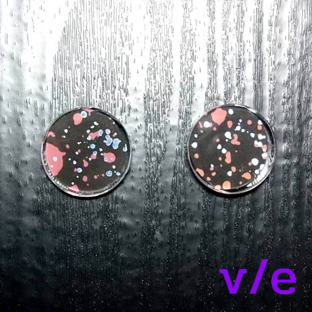 Red Orange & Metallic Iridescent Silver Paint Splatter Acrylic - Etsy