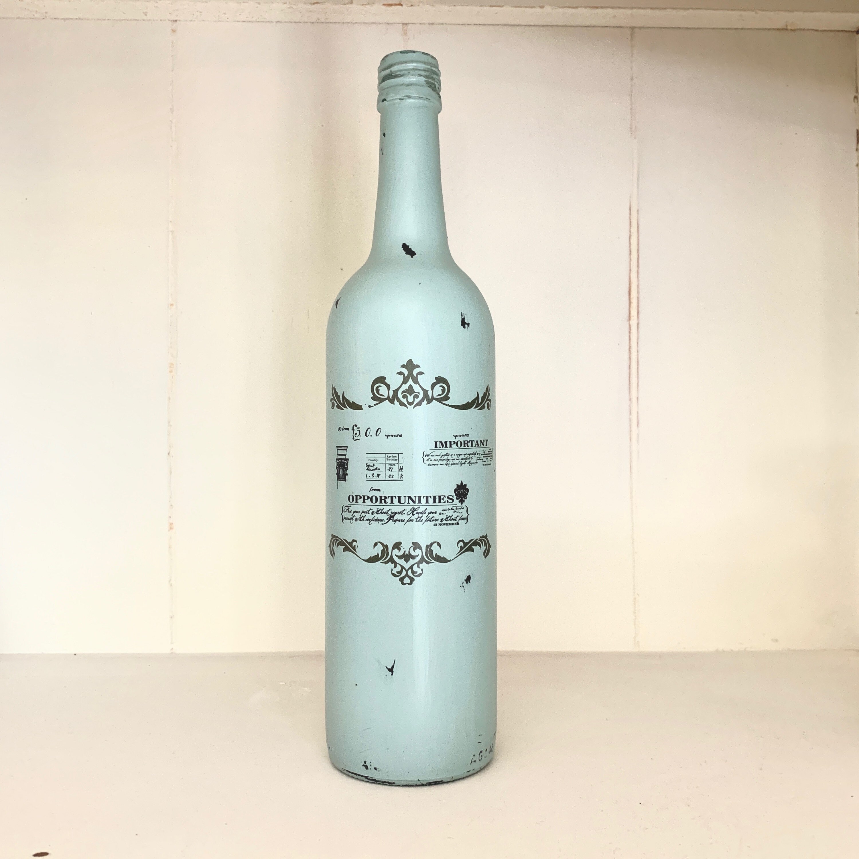 Rustic Farmhouse Chalk Painted Wine Bottle Decor Shabby Chic - Etsy
