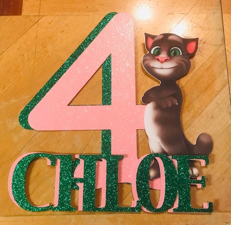 Talking Tom Personalized Cake Topper Etsy
