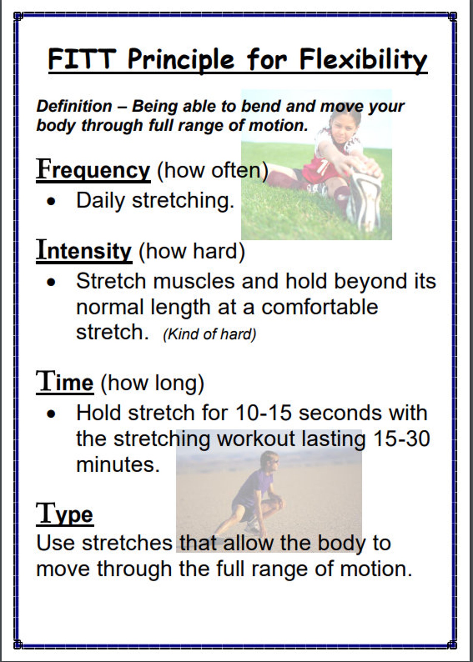 F.I.T.T. Principle Posters, Using the Health-related Fitness Components ...