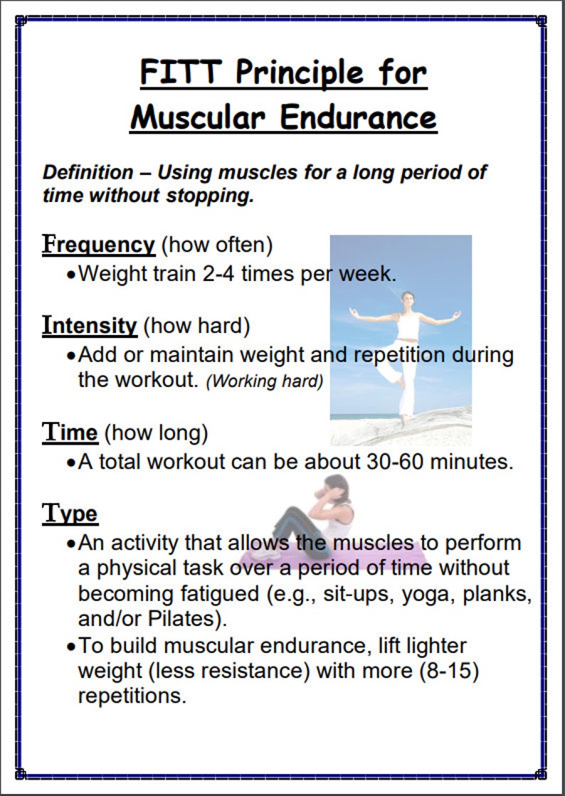 F.I.T.T. Principle Posters, Using the Health-related Fitness Components ...