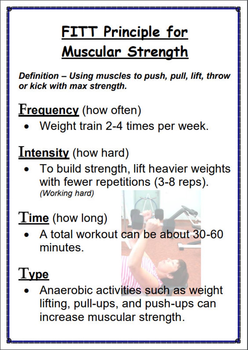F.I.T.T. Principle Posters, Using the Health-related Fitness Components ...