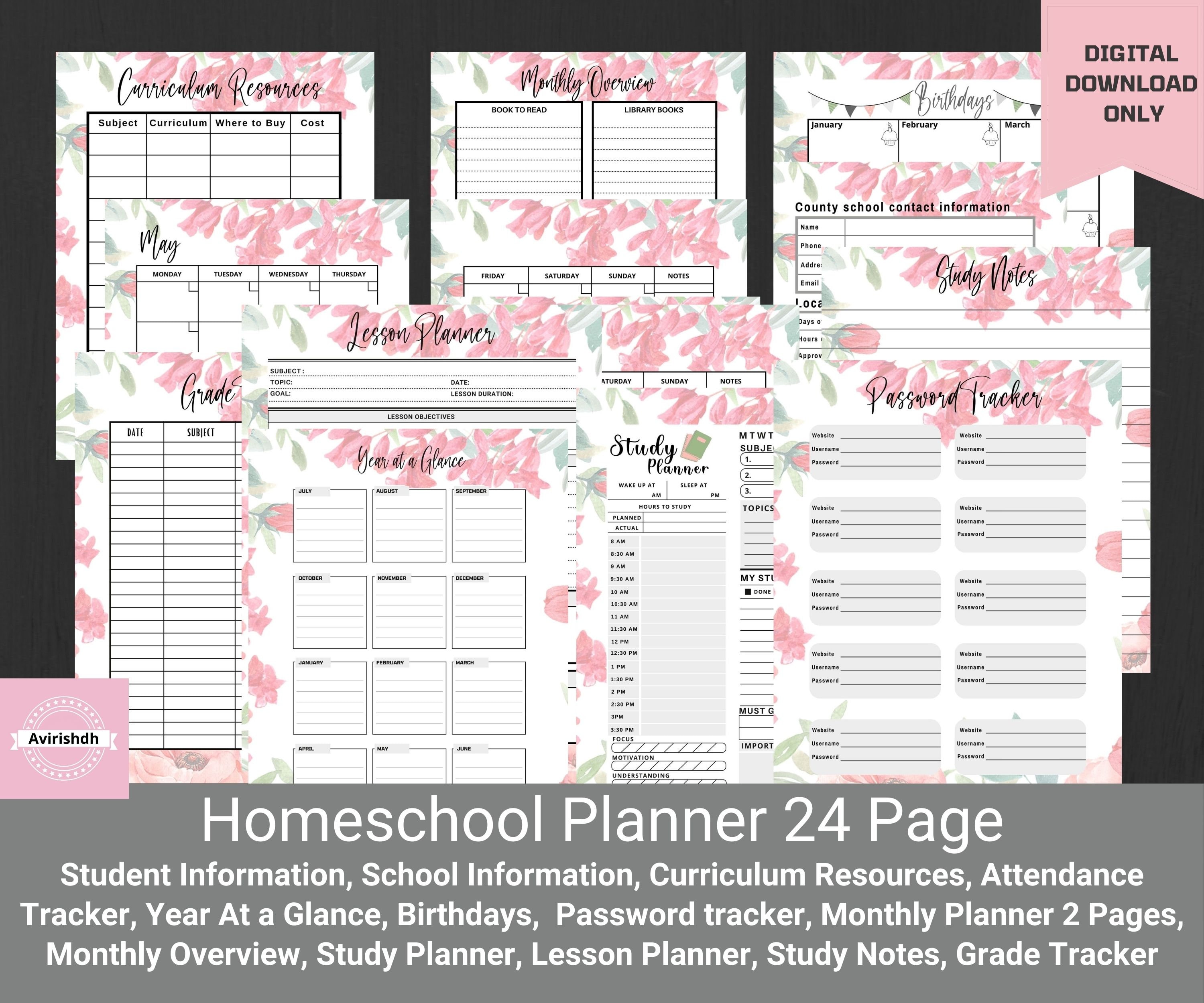 Homeschool Planner Printable Homeschool Planner Homeschool - Etsy