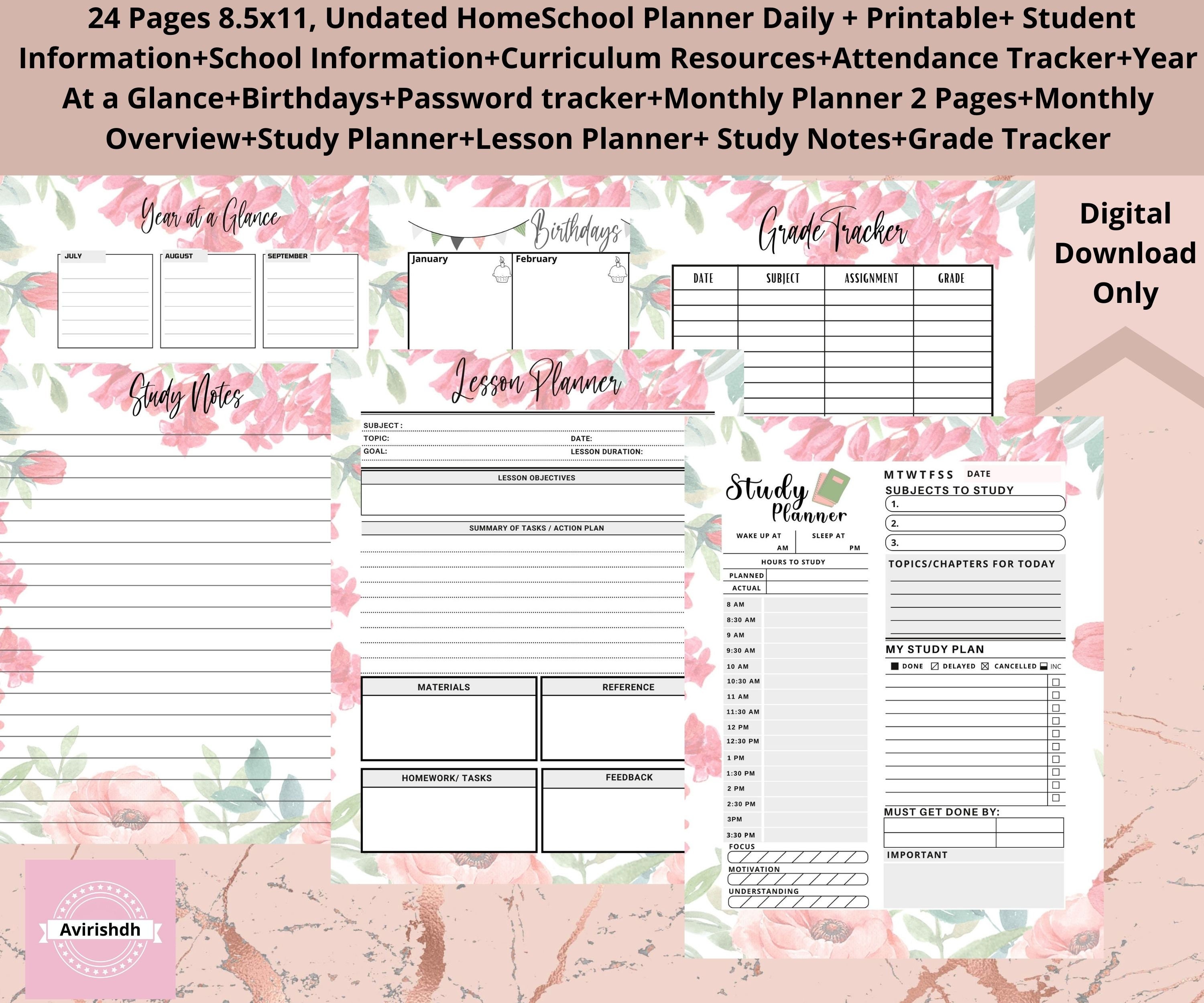 Homeschool Planner Printable Homeschool Planner Homeschool - Etsy