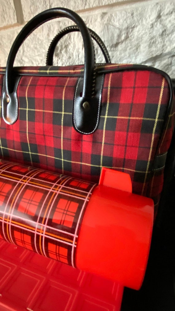 Thermos Red Plaid Bag Picnic Set Vintage, Thermos, pl… - Gem