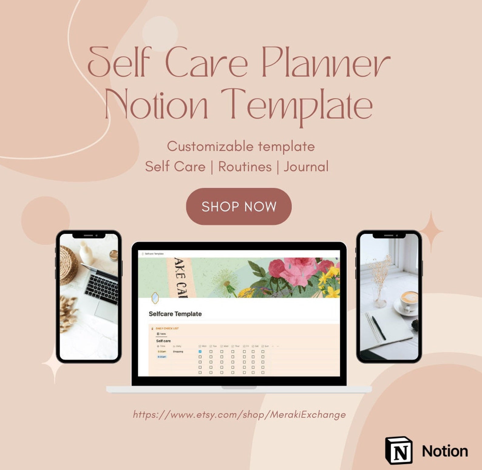 Notion Template Self Care Planner Etsy India