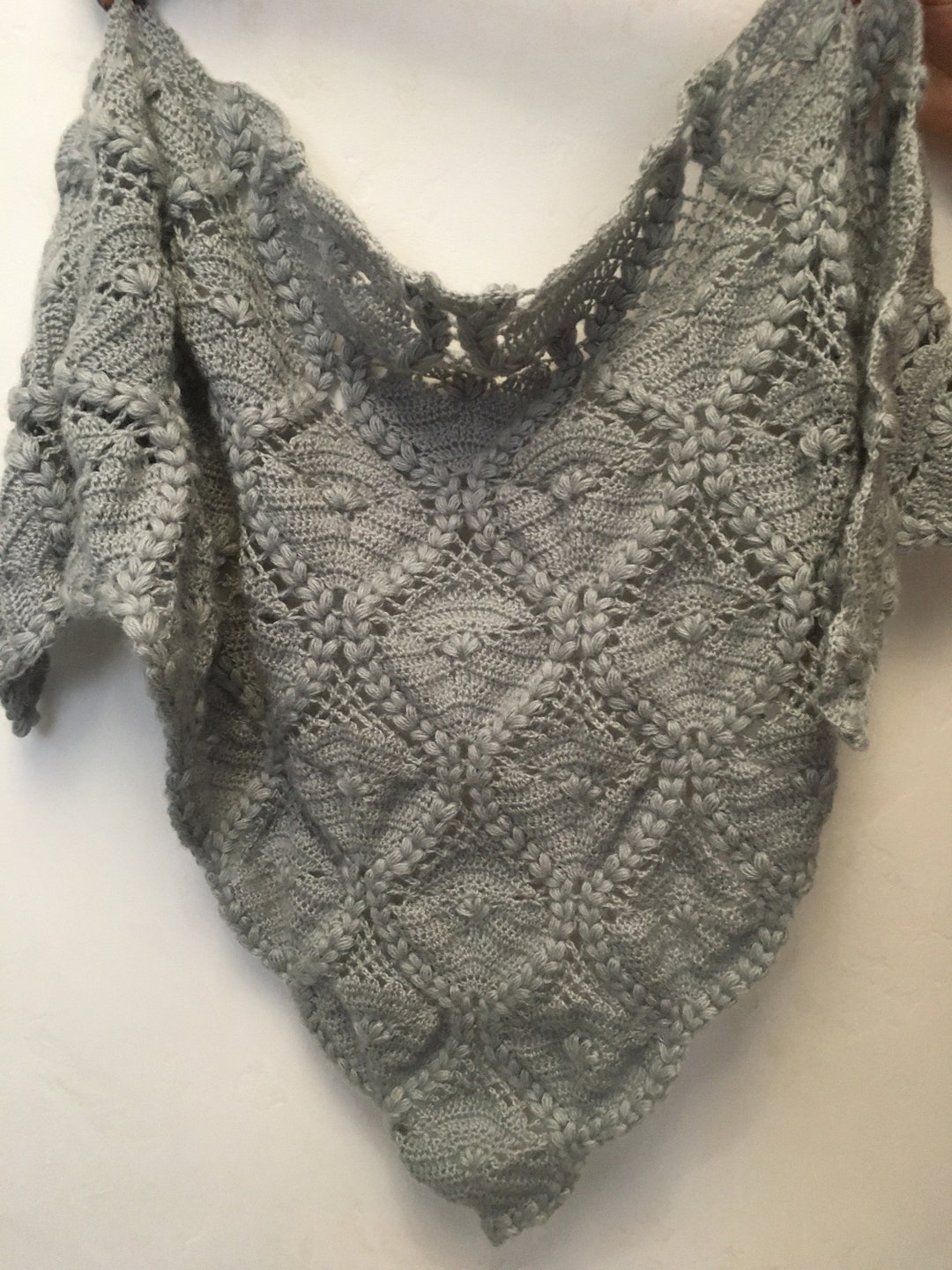 Handkerchief Crochet Scarf Grey Women Warm Triangular Shawl Handmade ...