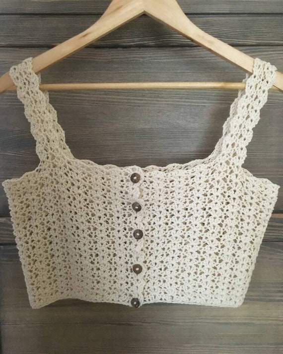 Crochet Top Crochet Crop Top Crochet Blouse Ecru Women Crochet Top Crochet Crop Top Crochet Blouse Ecru Women