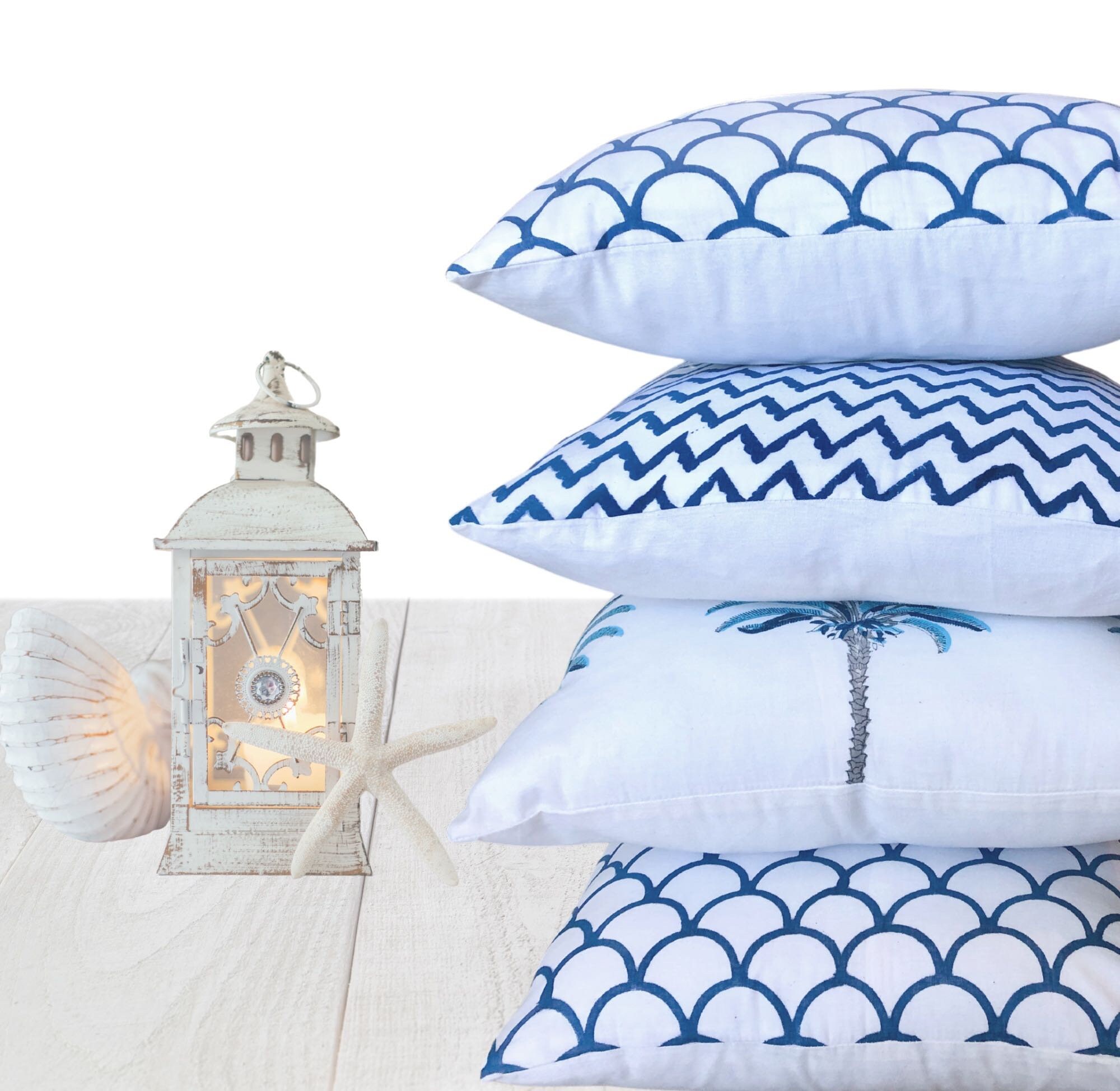 Blue and White Hamptons Style Cushions Covers Set of 4 - Etsy