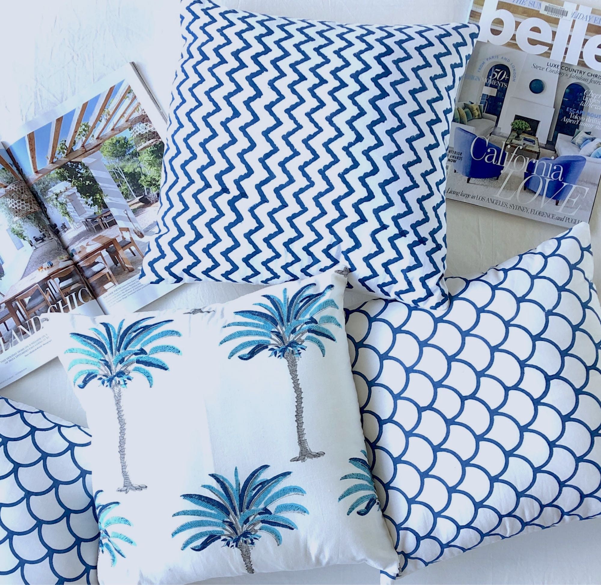 Blue and White Hamptons Style Cushions Covers Set of 4 - Coastal ...