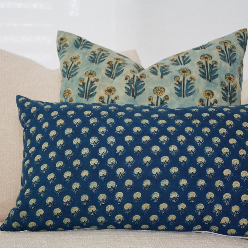 Hand Block Print Linen Cushion Cover,block Print Pillow Cover,indigo ...