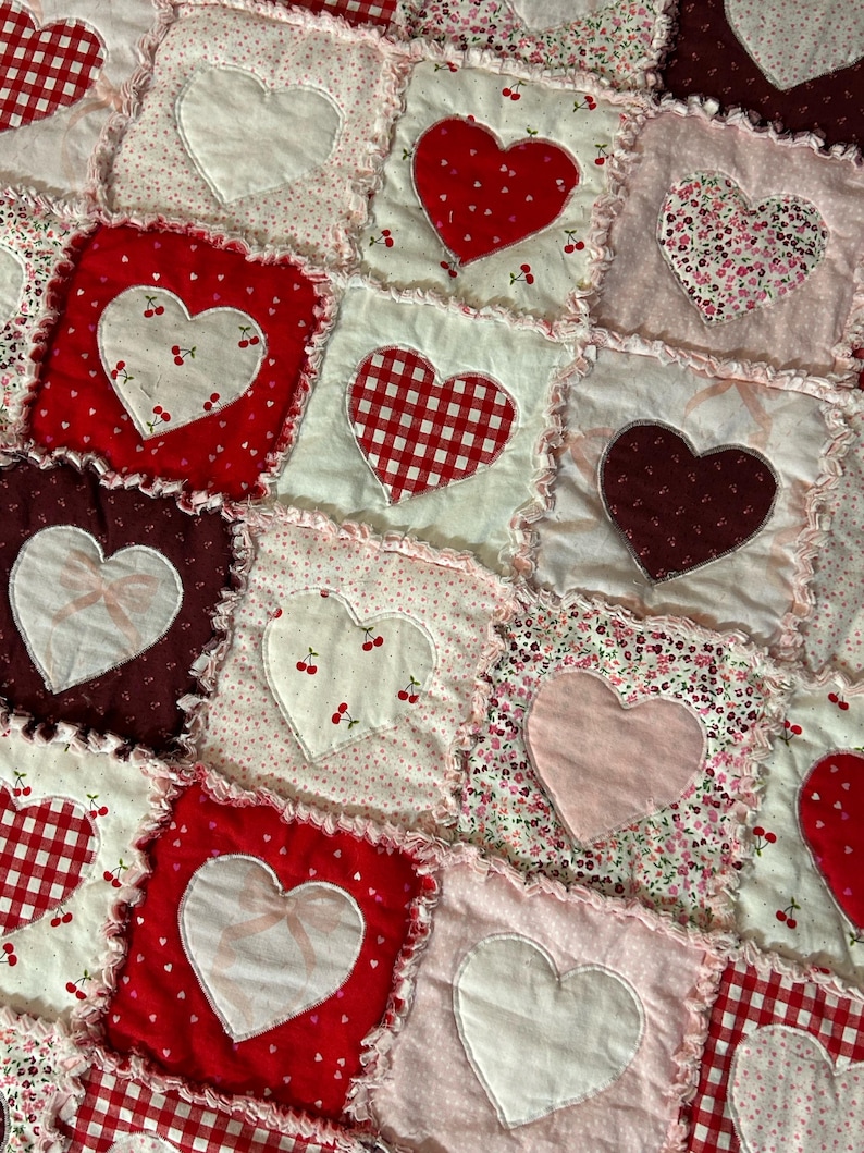 Heart Rag Quilt - Etsy