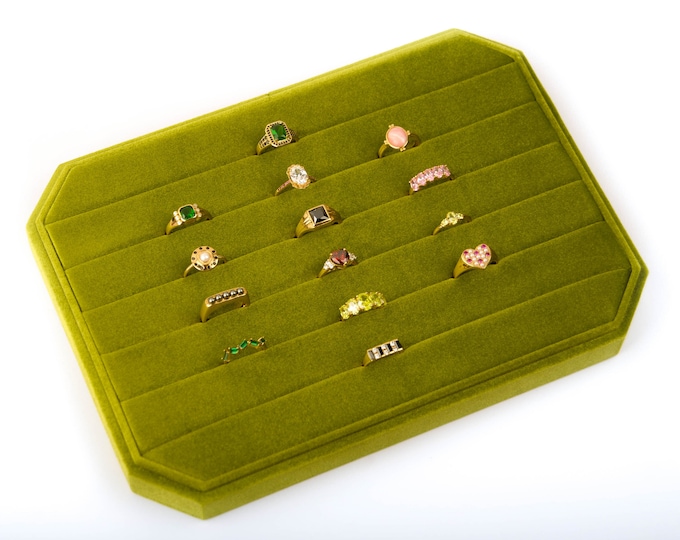 Large Olive Green Velvet Ring Display - Etsy