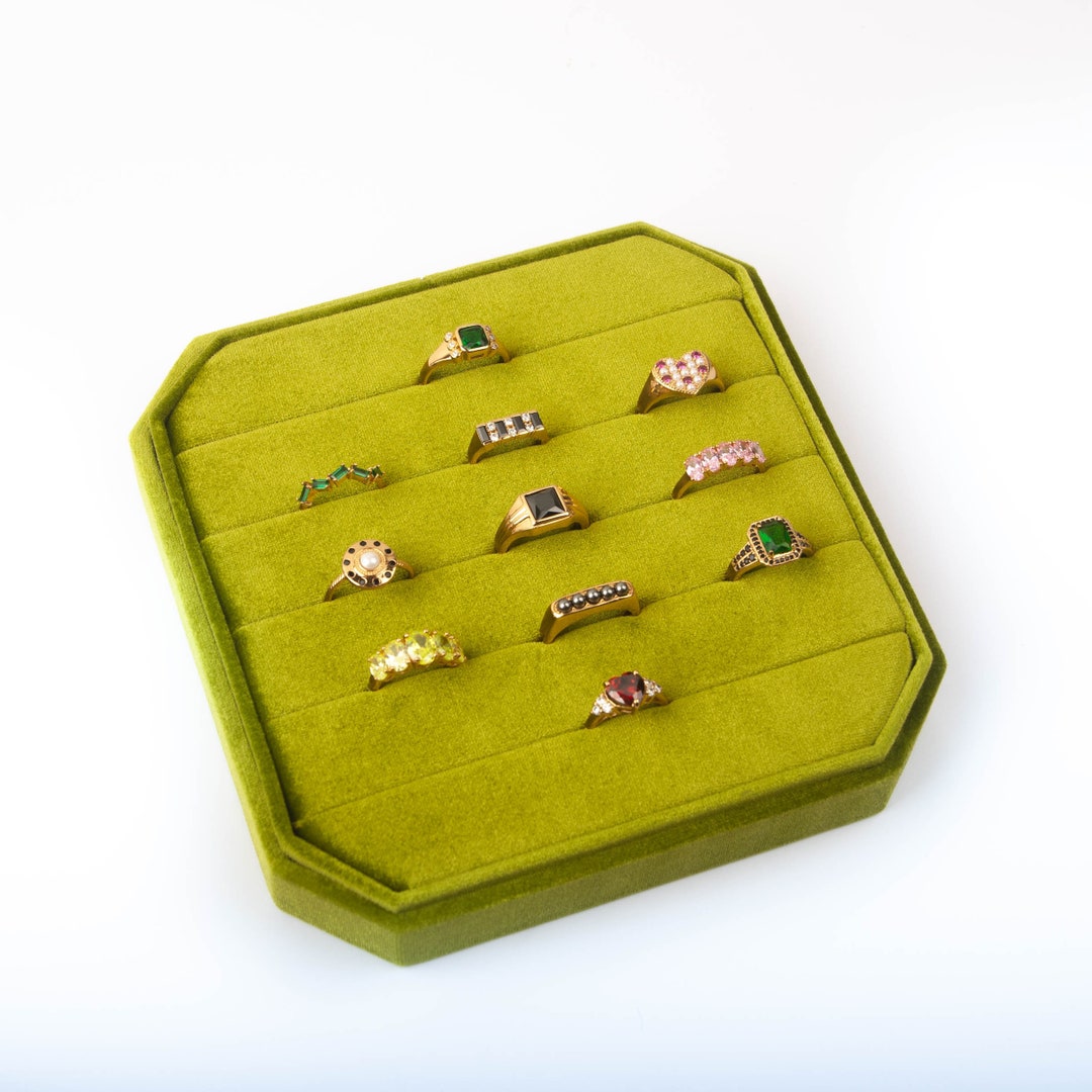 Olive Green Velvet Ring Display - Etsy