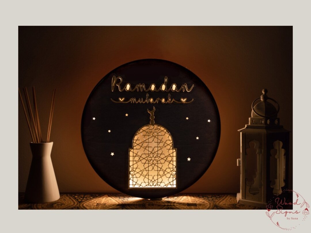 Ramadan Light up Neon Wood Sign, Moroccan Masjid, Ramadan Decor, Muslim ...