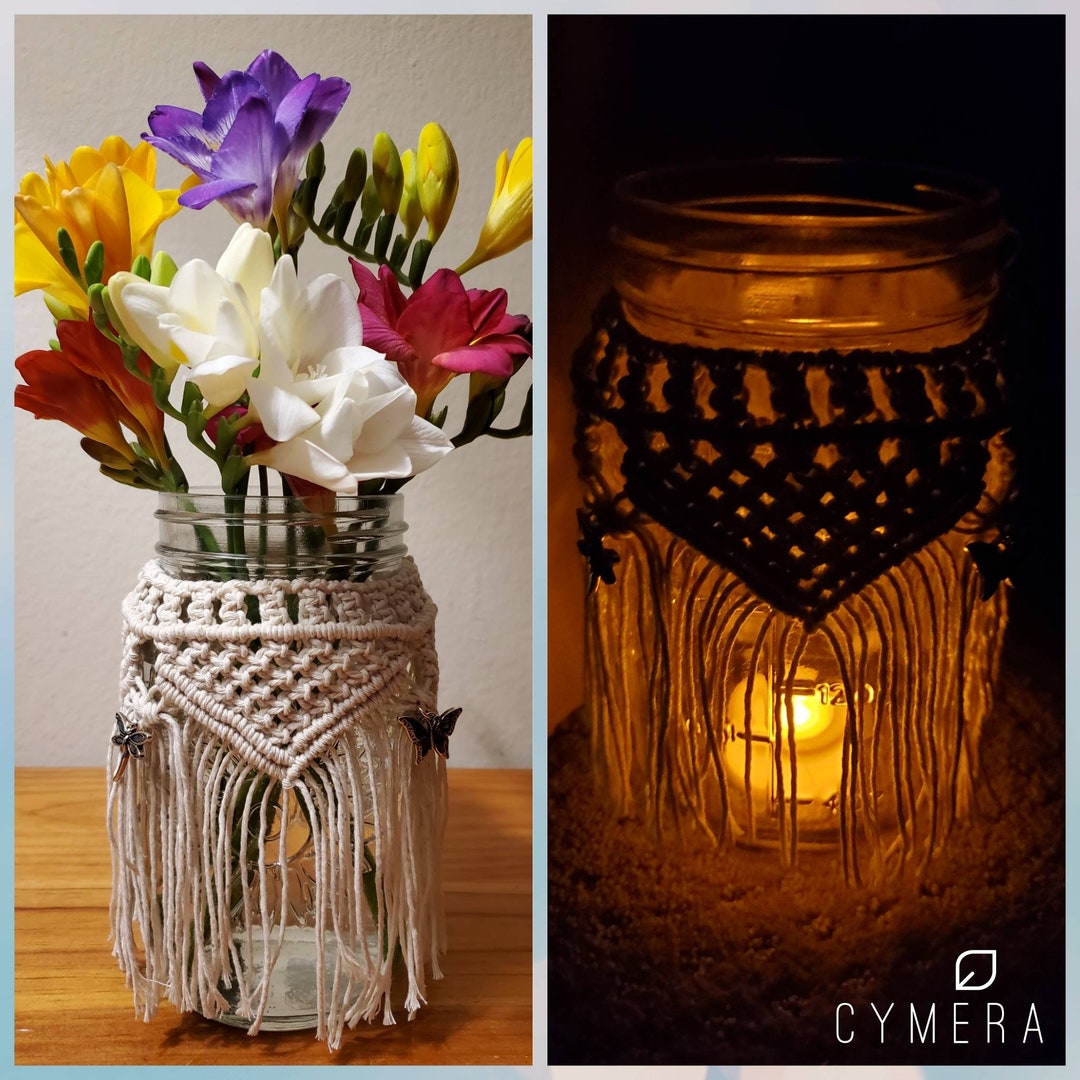 Macrame Jar Skirt Cover, Macrame Vase, Macrame Lanterns, Wedding Decor ...