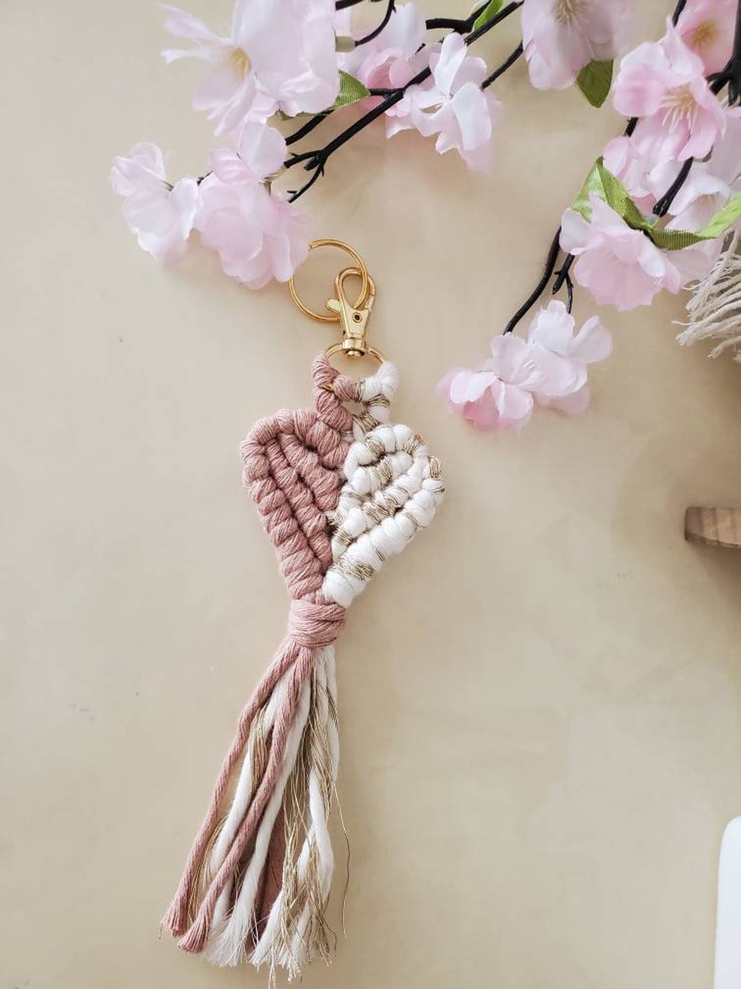 Macrame Heart Custom Colors Beautiful Keychain Purse Bag Diaper Bag ...