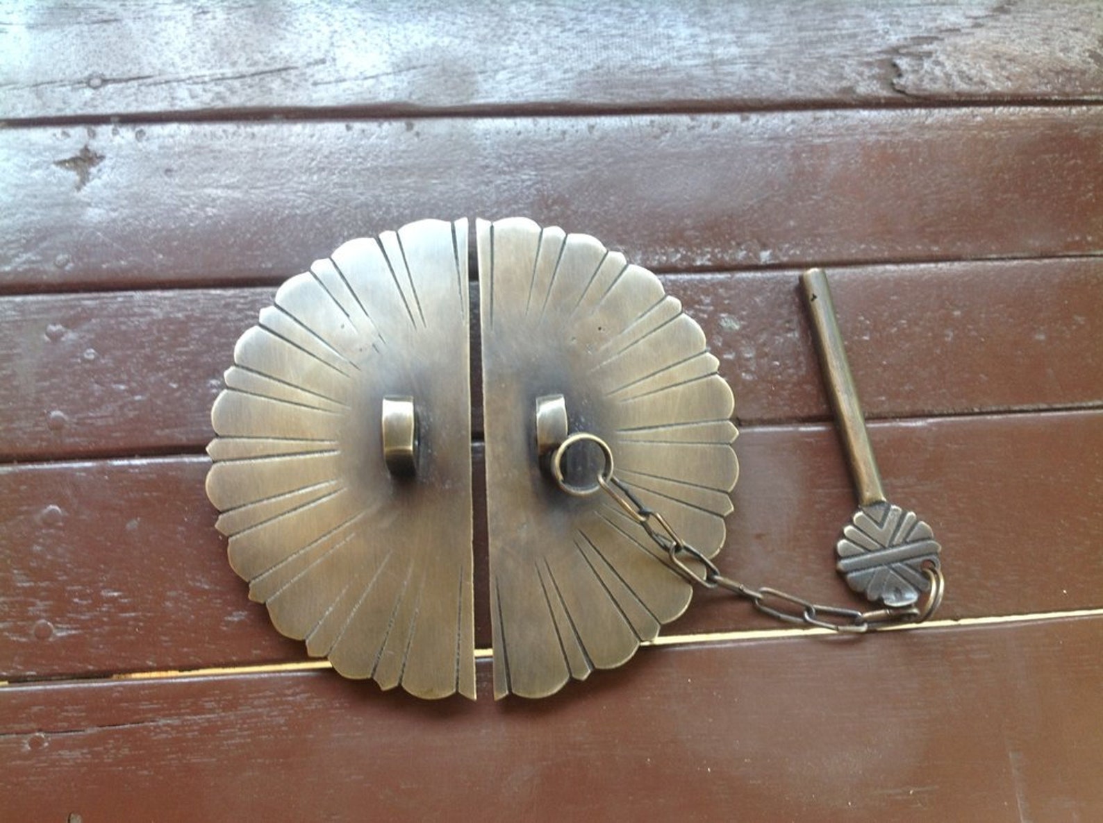 5.11 Solid Brass Retro Round Latch With Ring Pull Carved Door Latch ...