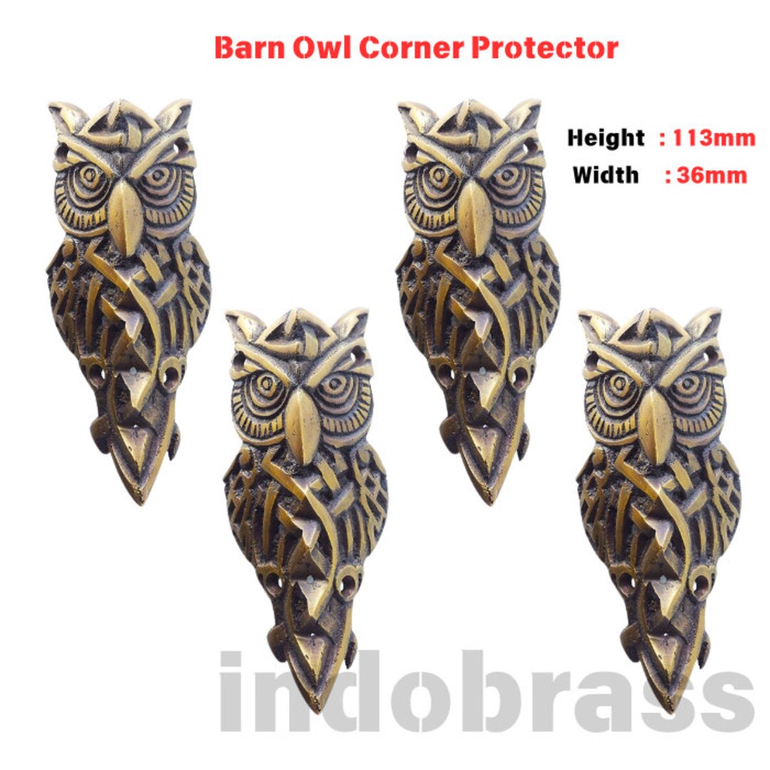 Set of Vintage Solid Brass Barn Owl Corner Protector Decor Shelf ...