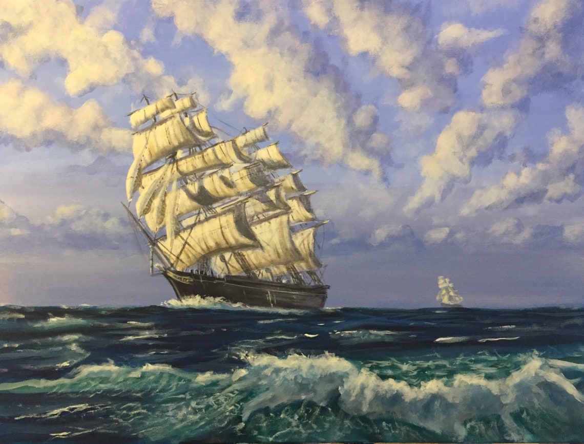 Clipper Ships. Cutty Sark. Age of Sail. Marine Art. Original Painting ...