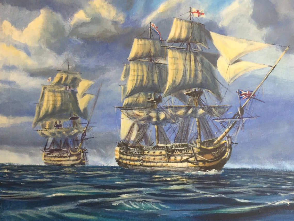 H.M.S. Victory. Classic Ships. Nelson. Trafalgar. Marine Art. Original ...