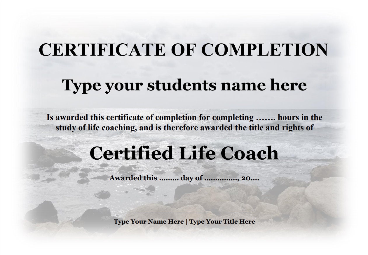 5 X Life Coaching (editable) Certificate Templates (in A4 Size ...