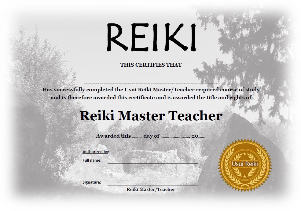 32 Reiki Certificate Templates Printable PDF | Reiki Level 1 2 3 Master ...