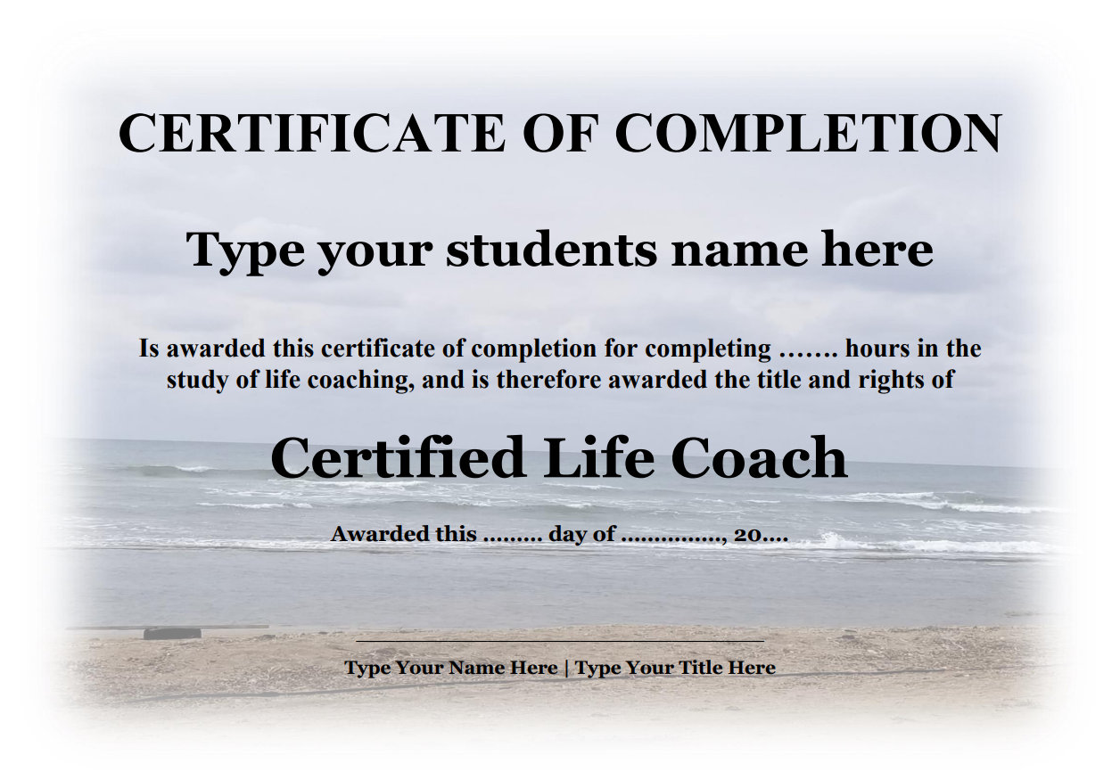 5 X Life Coaching (editable) Certificate Templates (in A4 Size ...