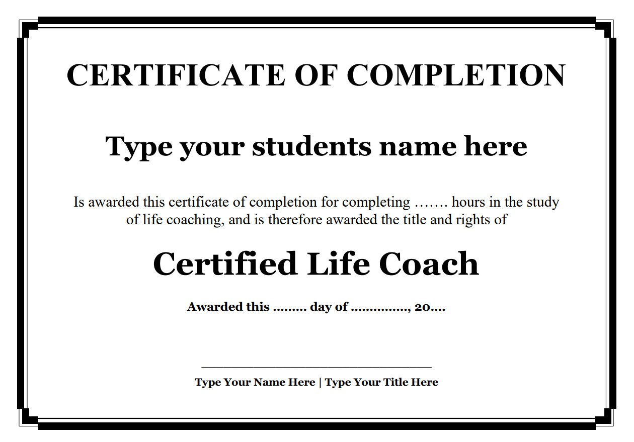 5 X Life Coaching (editable) Certificate Templates (in A4 Size ...