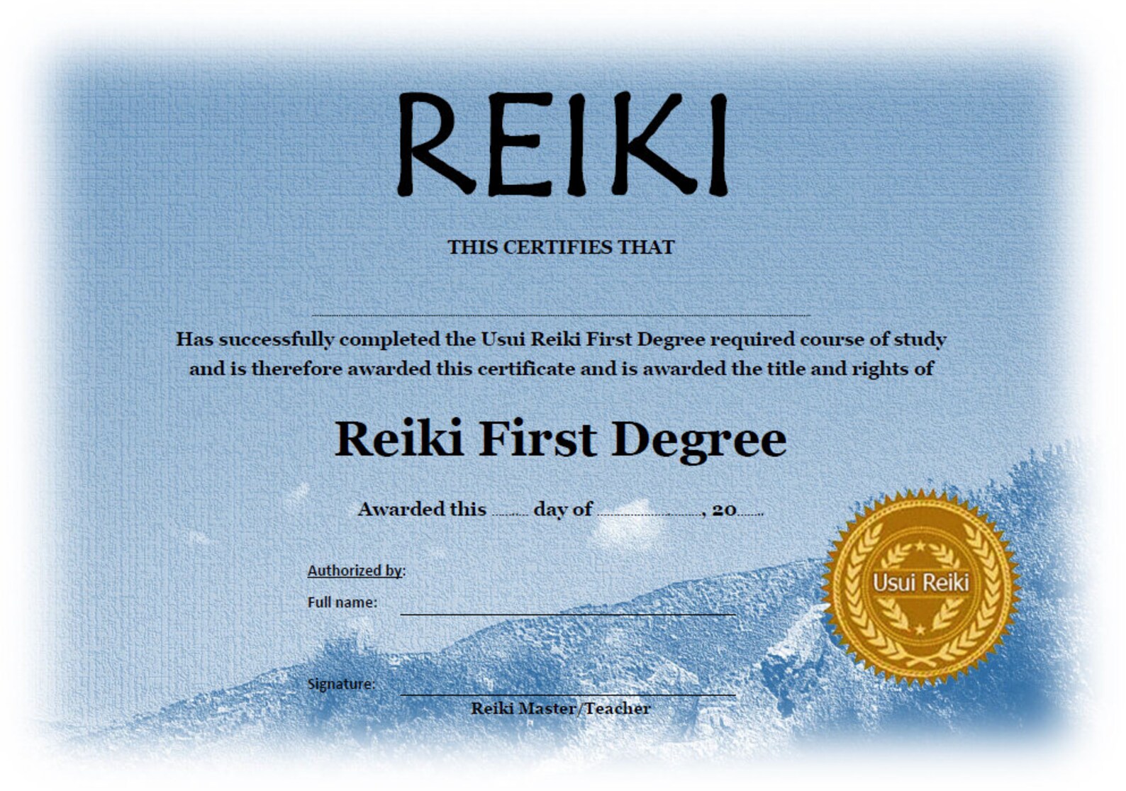 32 X Reiki Certificate Templates - Professionally Designed and Ready to ...