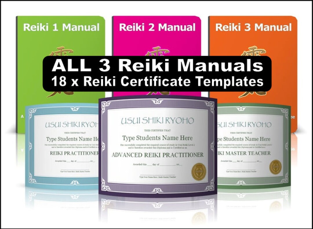 Reiki Levels 1, 2 and Master Manuals & Certificate Templates: Levels 1 ...