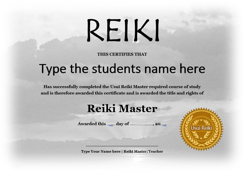 Editable Reiki Certificate Templates: Level 1, 2, Master (digital ...