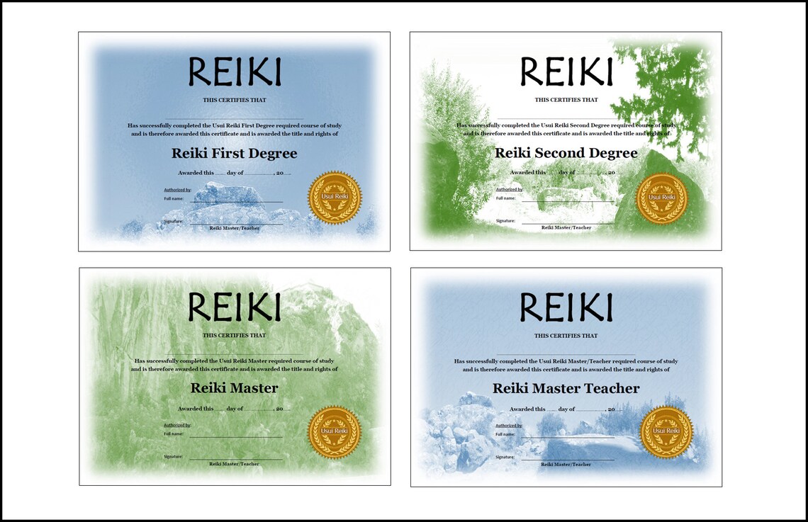 32 X Reiki Certificate Templates - Professionally Designed and Ready to ...