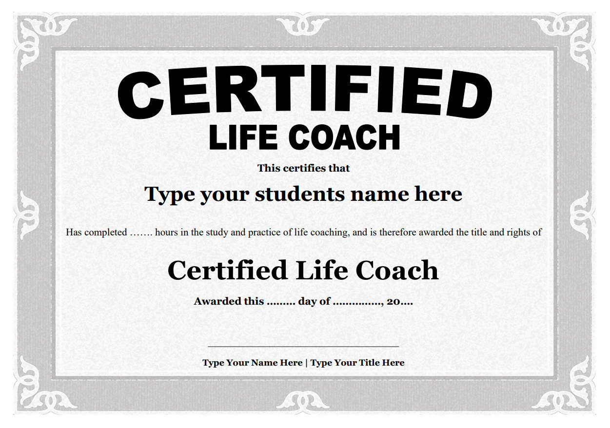 10 X Life Coaching (editable) Certificate Templates (in A4 Size ...