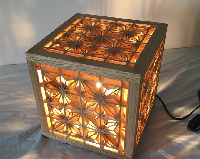 Japanese Kumiko Table Lamp-light Cube Asanoha Pattern - Etsy