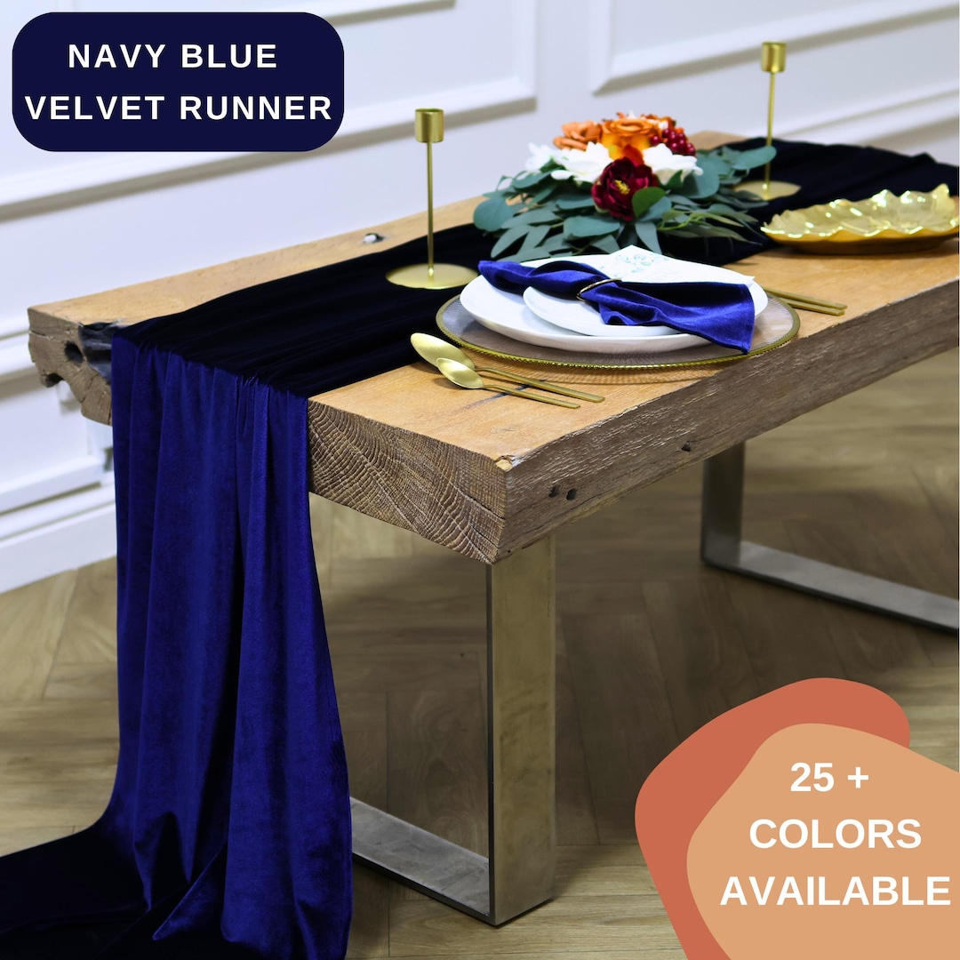 Navy Blue Table Runner, Velvet Table Runner, Bulk Wedding Table Runners ...