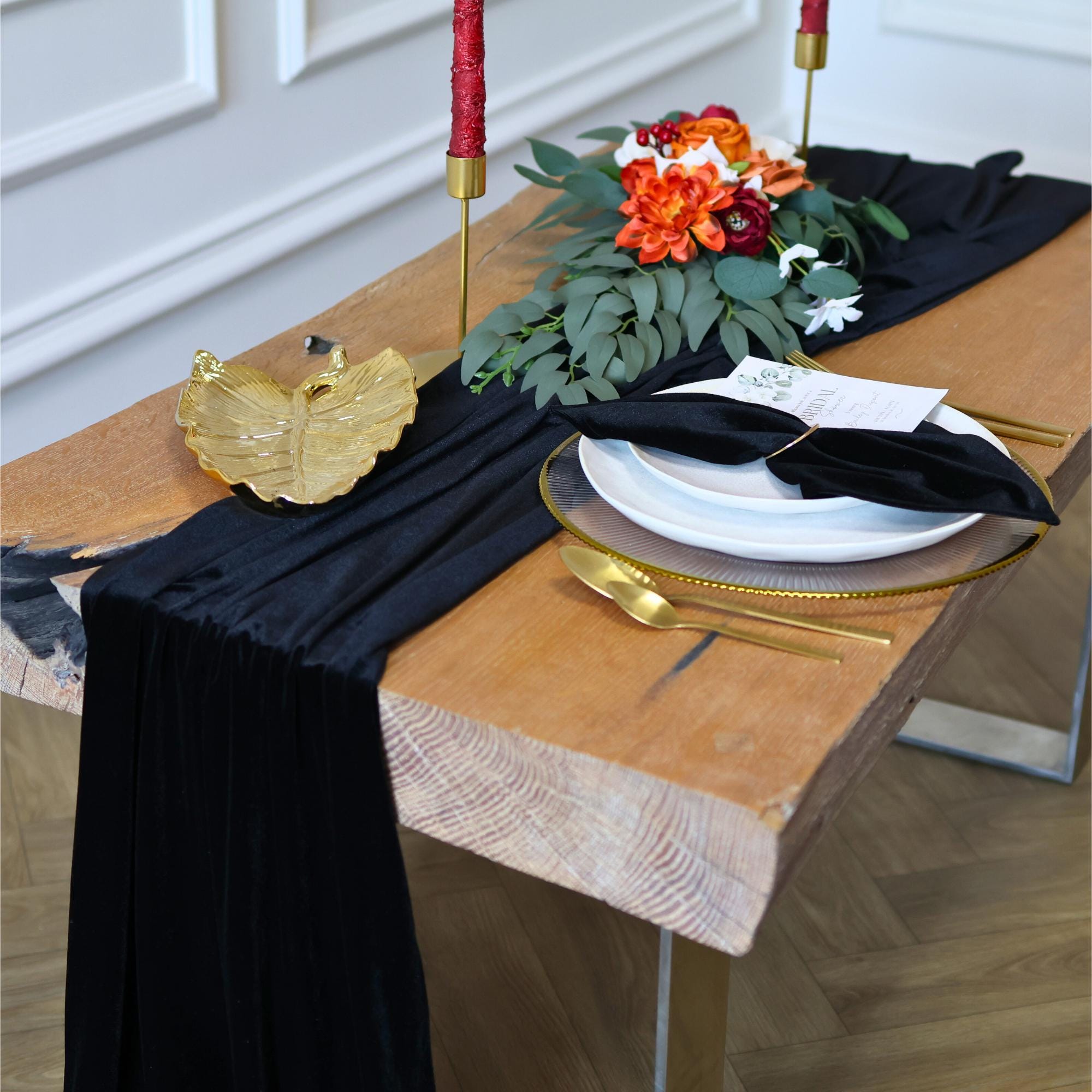 Black Velvet Table Runner, Black Velvet Runner, Bulk Wedding Table ...