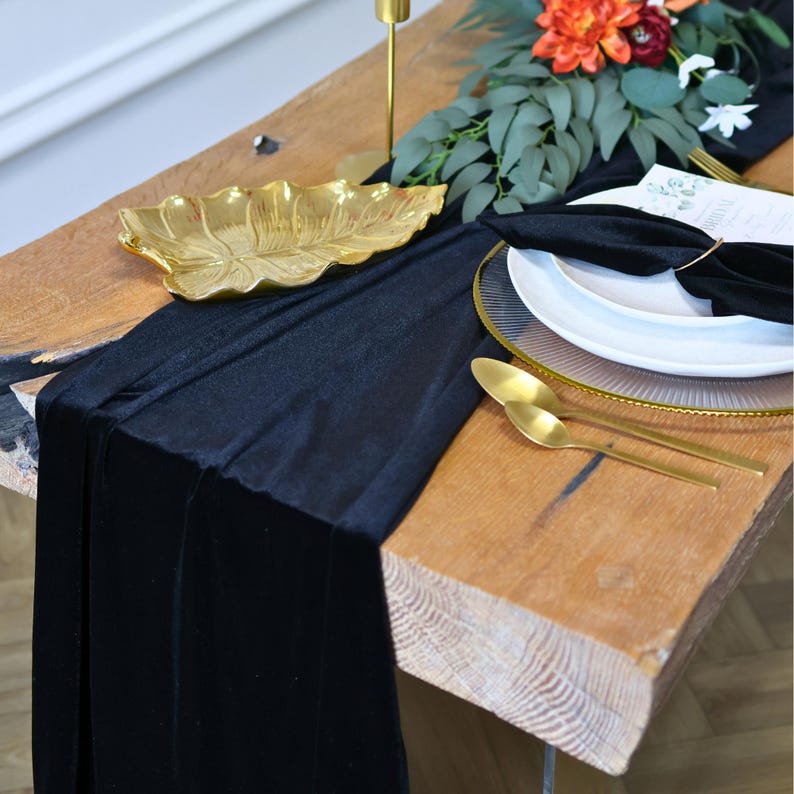 Black Velvet Table Runner, Black Velvet Runner, Bulk Wedding Table ...