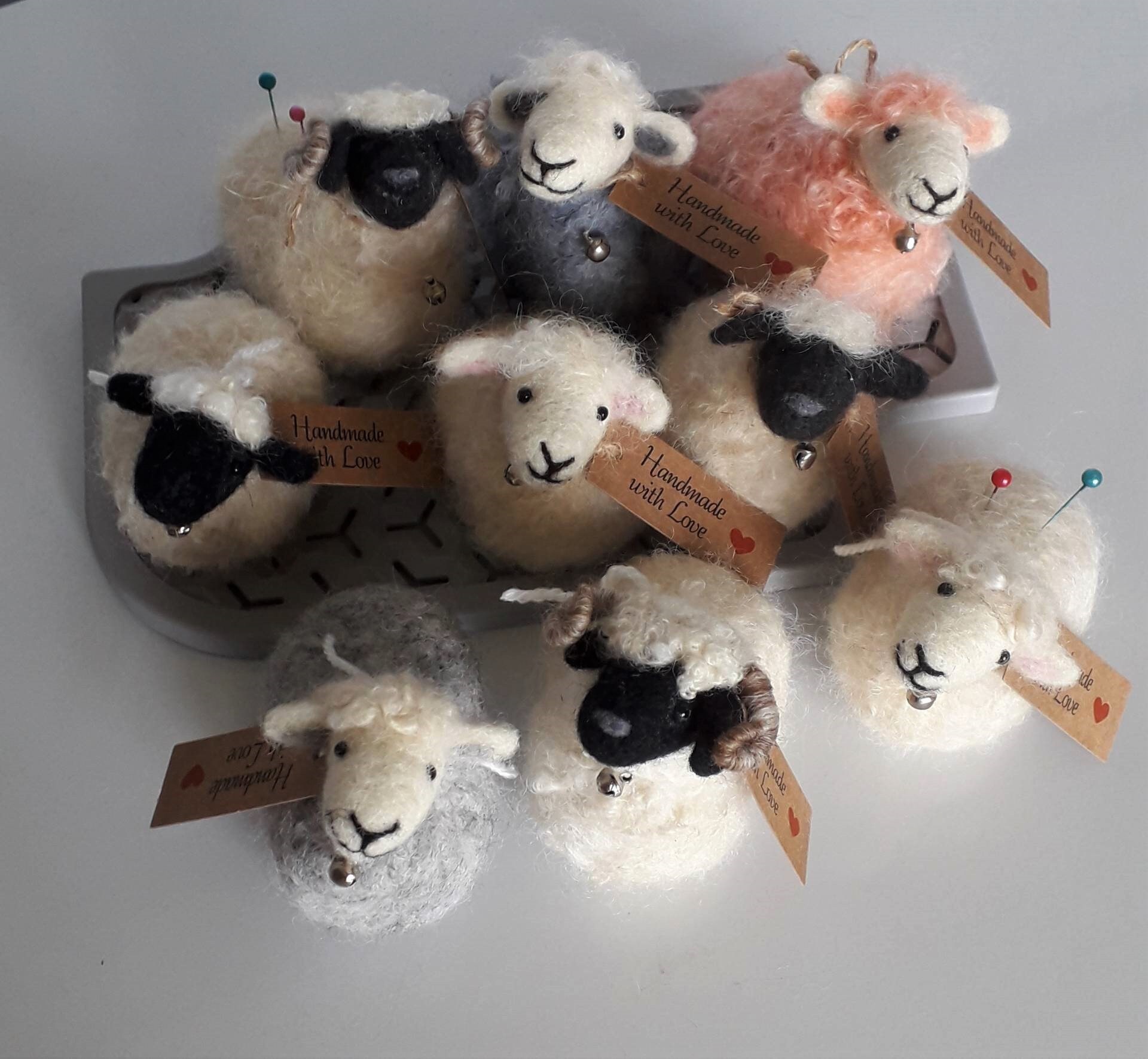 Needle felted sheep cute weighted lambs sheep pin cushion or | Etsy