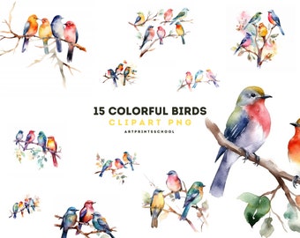 Watercolor Birds Clipart, Birds Png, Spring Birds Clipart, Bird Clipart ...