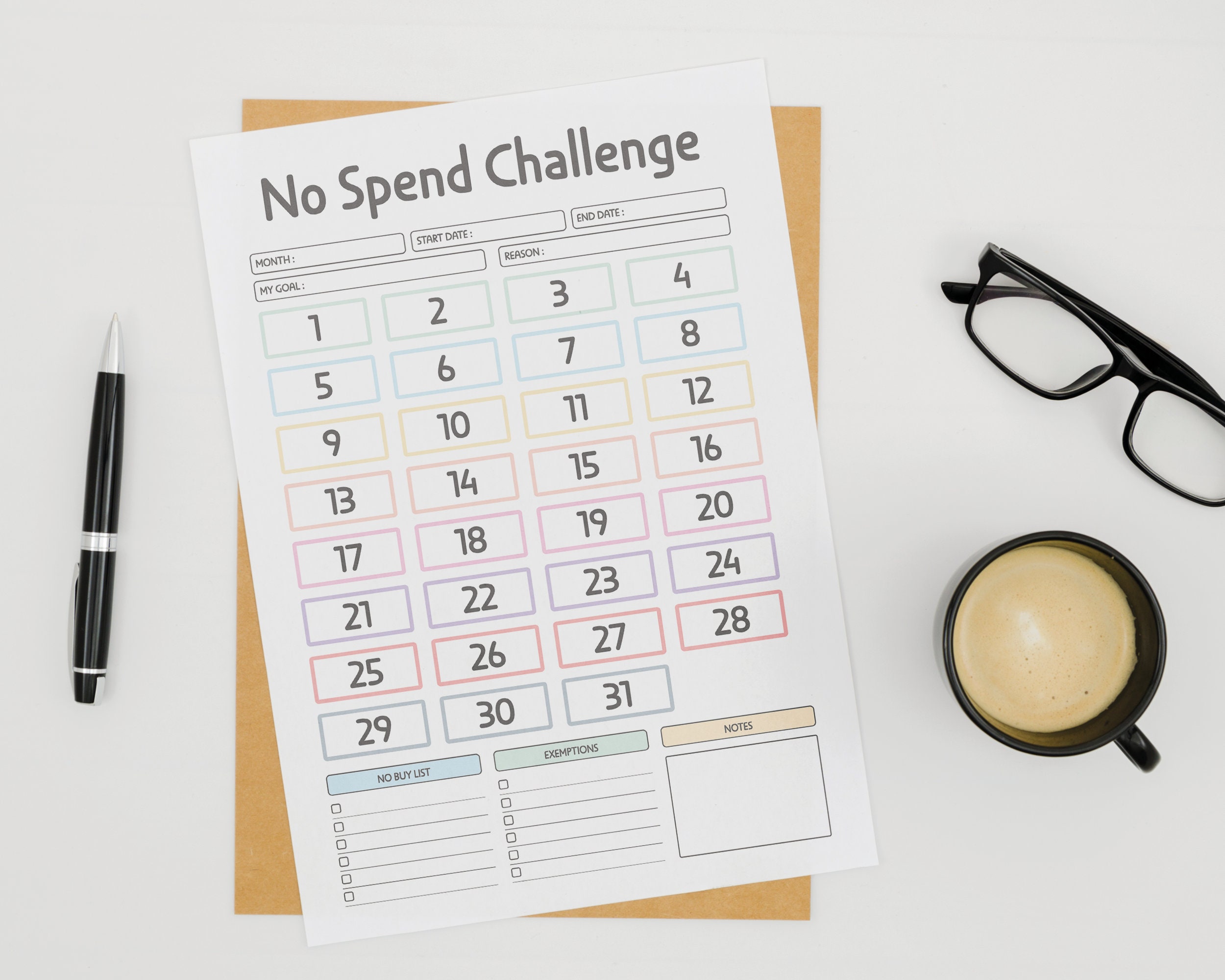 Editable No Spend Challenge Printable No Spending Tracker - Etsy