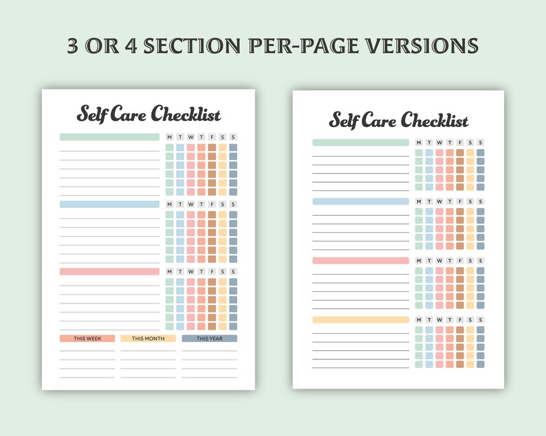 Editable Self Care Checklist Printable Self Care Planner - Etsy