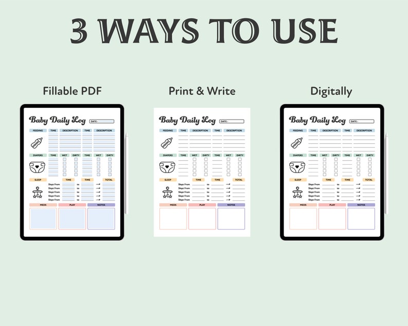 Editable Baby Daily Log Printable Baby Care Log Nanny Log - Etsy Canada