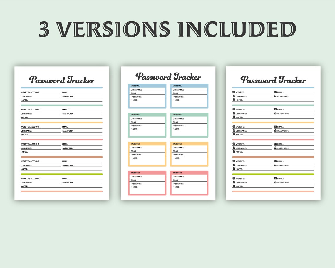 Editable Password Tracker Printable Password Log Password - Etsy Australia