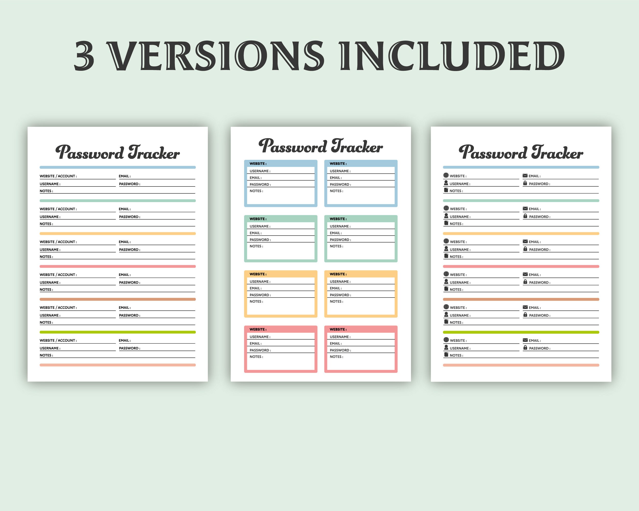 Editable Password Tracker Printable Password Log Password - Etsy UK